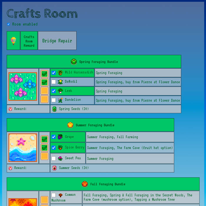Stardew Valley - Community Center Bundles